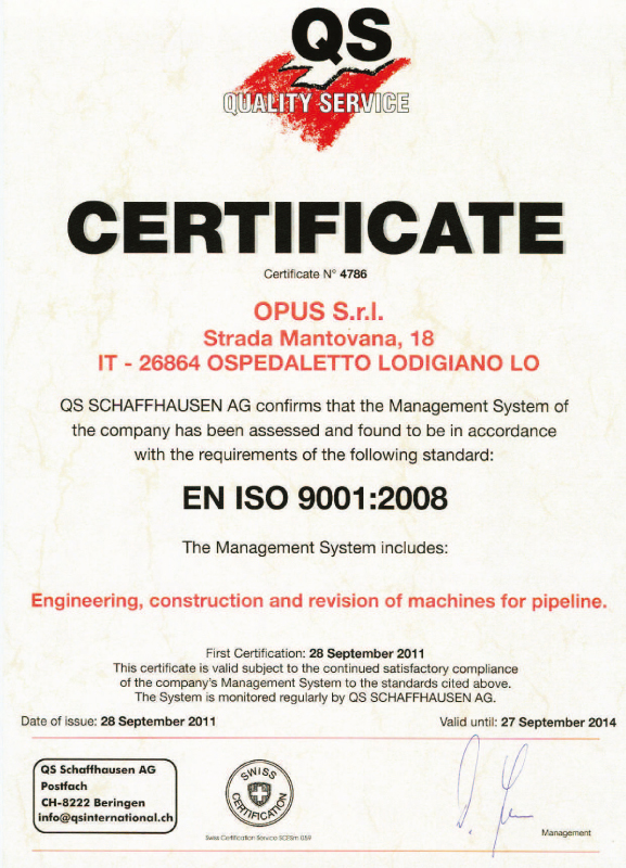 Certificate - Opus